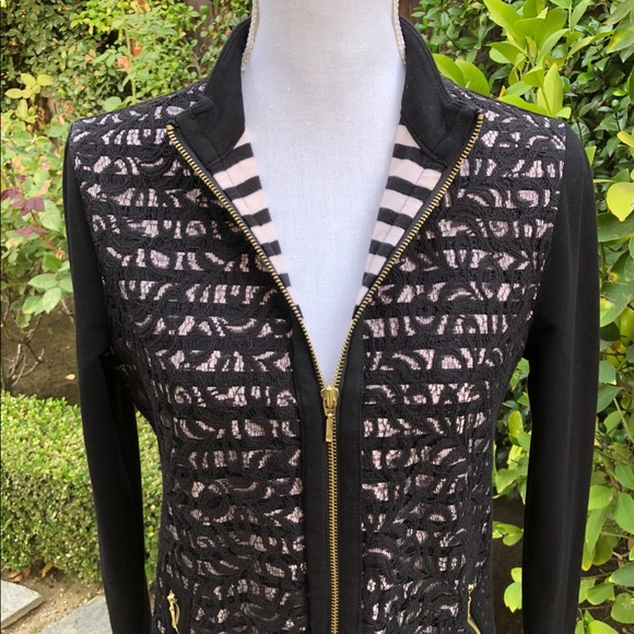 Chico's | Jackets & Coats | Zenergy By Chicos Black Lace Zipper Jacket ...